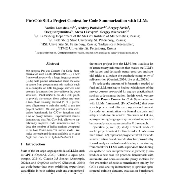 ProConSuL: Project Context for Code Summarization with LLMs - ACL Anthology