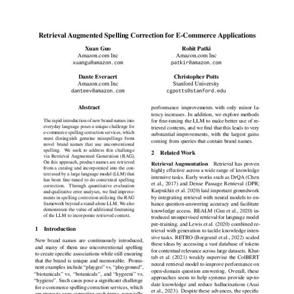 Retrieval Augmented Spelling Correction for E-Commerce Applications ...
