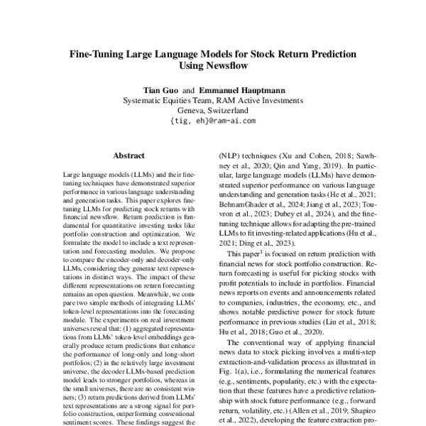 Fine Tuning Large Language Models For Stock Return Prediction Using