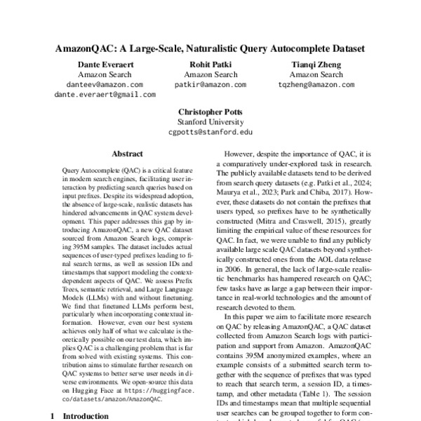 AmazonQAC: A Large-Scale, Naturalistic Query Autocomplete Dataset - ACL Anthology