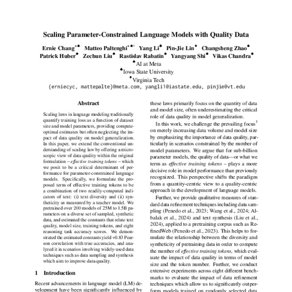 Scaling Parameter-Constrained Language Models with Quality Data - ACL Anthology