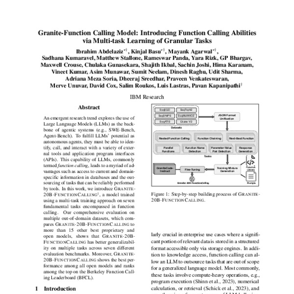 Granite-Function Calling Model: Introducing Function Calling Abilities via Multi-task Learning ...