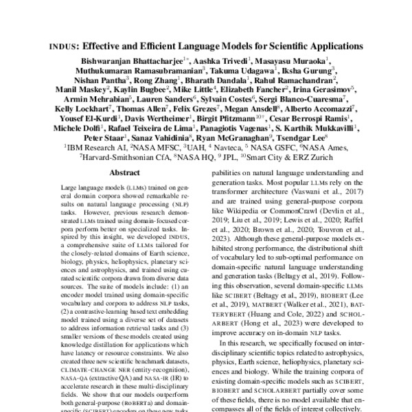 INDUS: Effective and Efficient Language Models for Scientific ...
