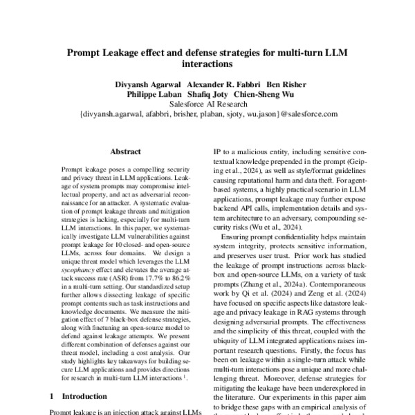 Prompt Leakage Effect And Mitigation Strategies For Multi Turn Llm Applications Acl Anthology