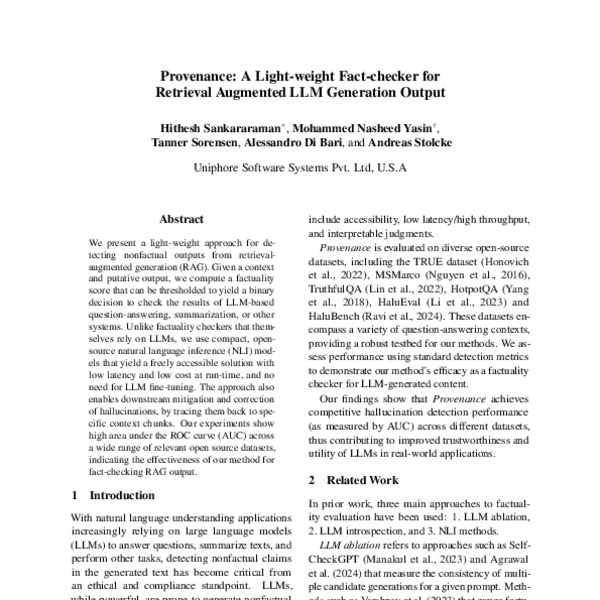 Provenance: A Light-weight Fact-checker for Retrieval Augmented LLM ...