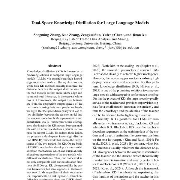 Dual-Space Knowledge Distillation for Large Language Models - ACL Anthology