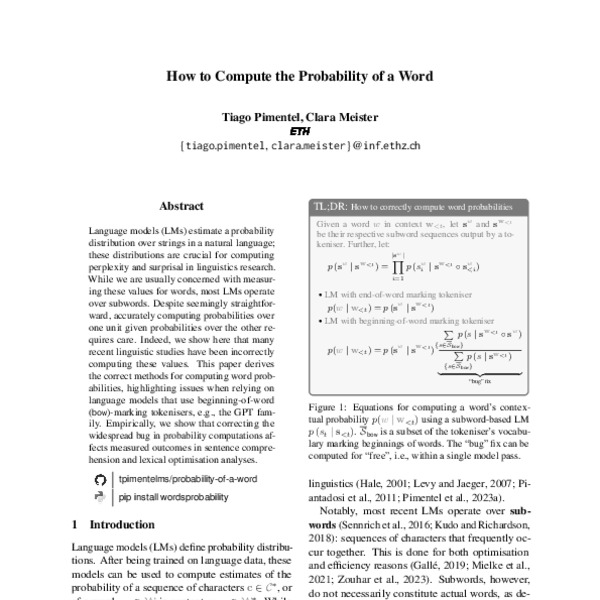 How to Compute the Probability of a Word - ACL Anthology