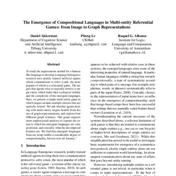 The Emergence of Compositional Languages in Multi-entity Referential Games: from Image to Graph ...
