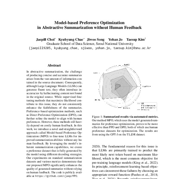 Model-based Preference Optimization in Abstractive Summarization without Human Feedback - ACL ...