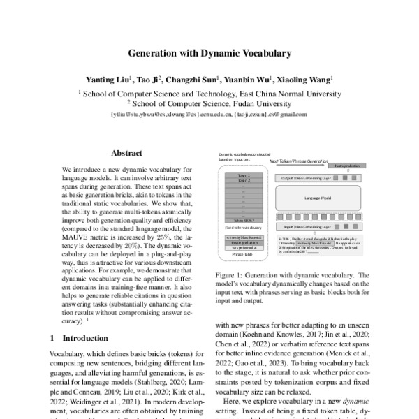 Generation with Dynamic Vocabulary - ACL Anthology