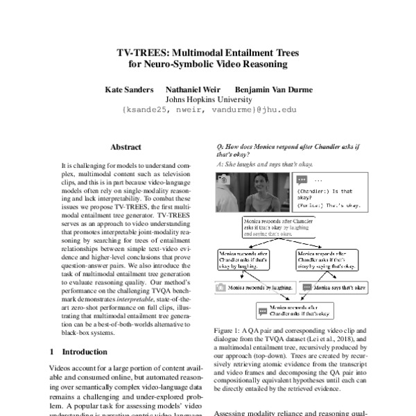 TV-TREES: Multimodal Entailment Trees for Neuro-Symbolic Video Reasoning - ACL Anthology