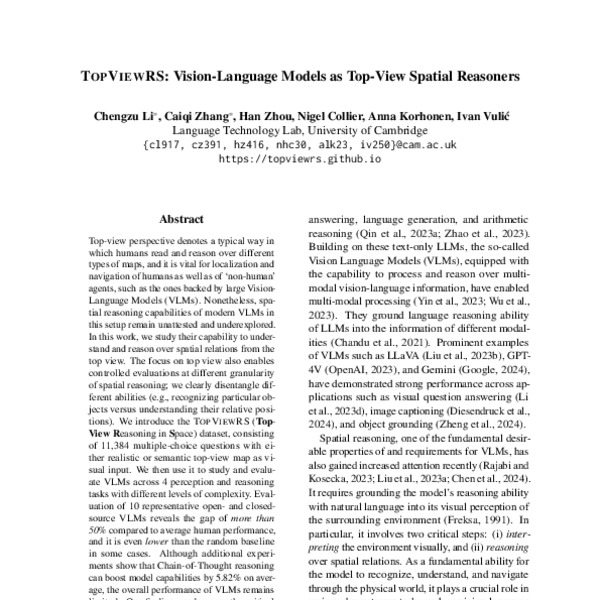 TopViewRS: Vision-Language Models as Top-View Spatial Reasoners - ACL Anthology