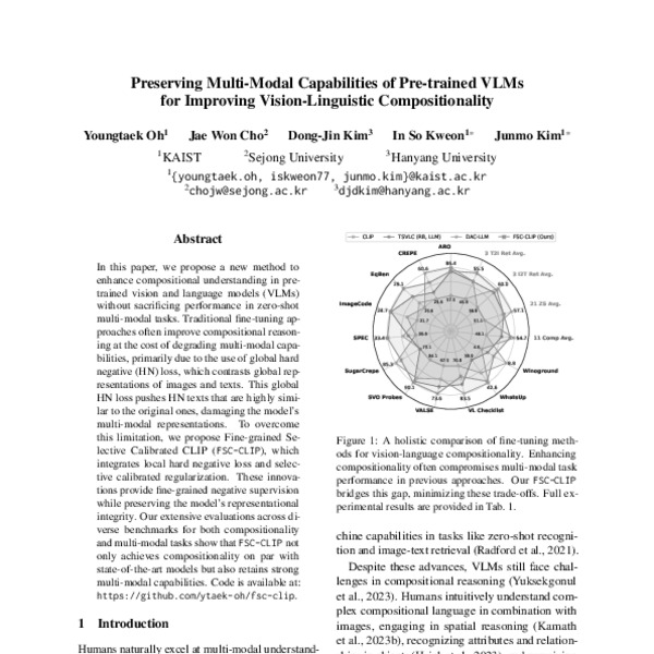 Preserving Multi-Modal Capabilities of Pre-trained VLMs for Improving Vision-Linguistic ...
