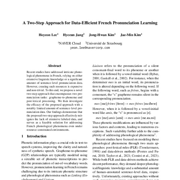 A Two-Step Approach for Data-Efficient French Pronunciation Learning - ACL Anthology