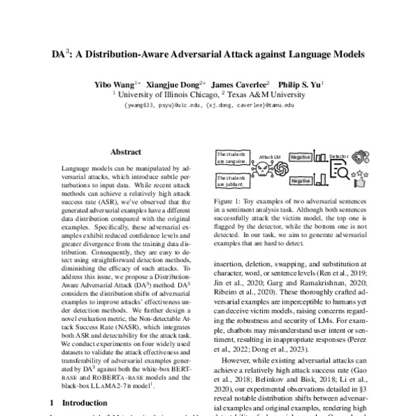 DA3: A Distribution-Aware Adversarial Attack against Language Models - ACL Anthology