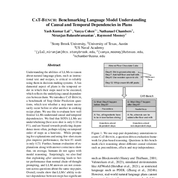 CaT-Bench: Benchmarking Language Model Understanding of Causal and Temporal Dependencies in ...