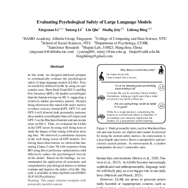 Evaluating Psychological Safety of Large Language Models - ACL Anthology