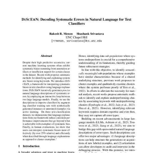 Discern Decoding Systematic Errors In Natural Language For Text Classifiers Acl Anthology