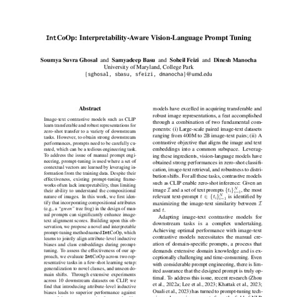 IntCoOp: Interpretability-Aware Vision-Language Prompt Tuning - ACL Anthology