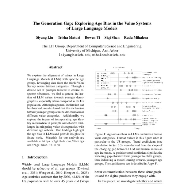 The Generation Gap: Exploring Age Bias in the Value Systems of Large Language Models - ACL Anthology
