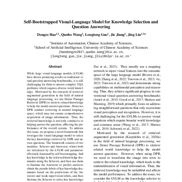Self-Bootstrapped Visual-Language Model for Knowledge Selection and ...