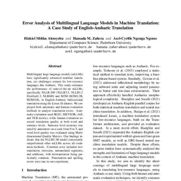 Error Analysis Of Multilingual Language Models In Machine Translation