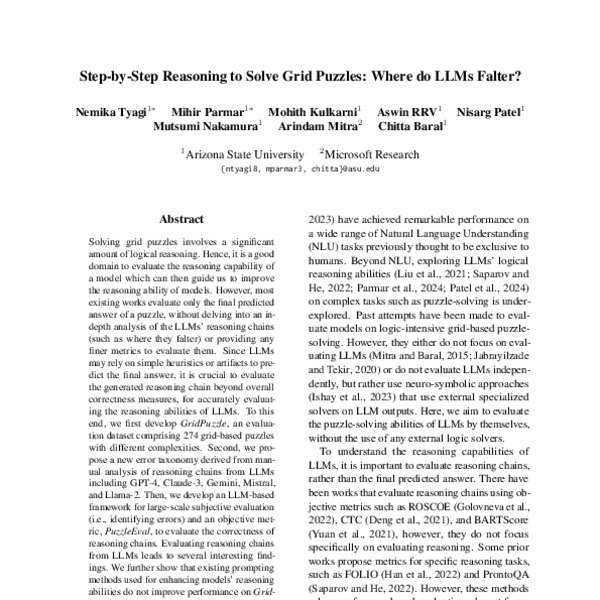 Step-by-Step Reasoning to Solve Grid Puzzles: Where do LLMs Falter ...