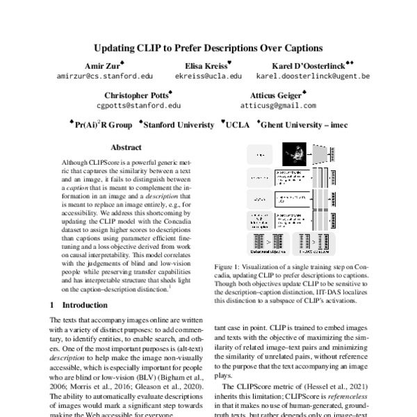 Updating CLIP to Prefer Descriptions Over Captions - ACL Anthology