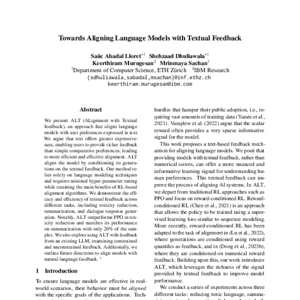 Towards Aligning Language Models with Textual Feedback - ACL Anthology