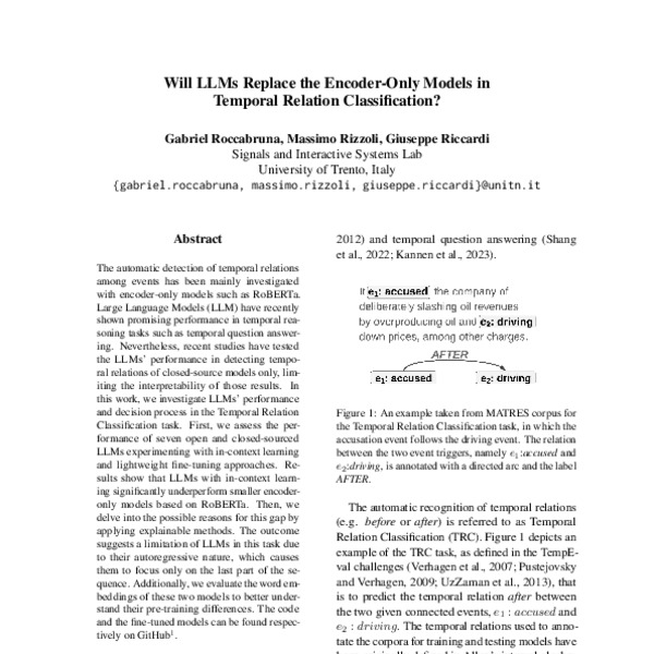 Will Llms Replace The Encoder Only Models In Temporal Relation Classification Acl Anthology
