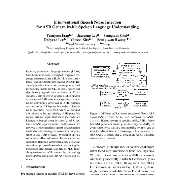 Interventional Speech Noise Injection for ASR Generalizable Spoken Language Understanding - ACL ...