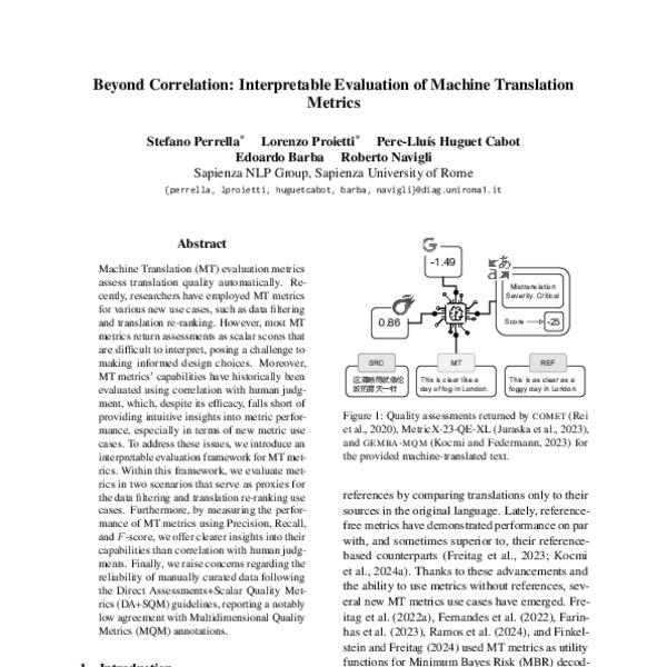 Beyond Correlation Interpretable Evaluation Of Machine Translation Metrics Acl Anthology