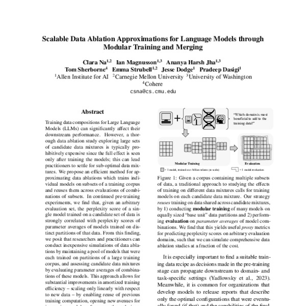 Scalable Data Ablation Approximations for Language Models through Modular Training and Merging ...