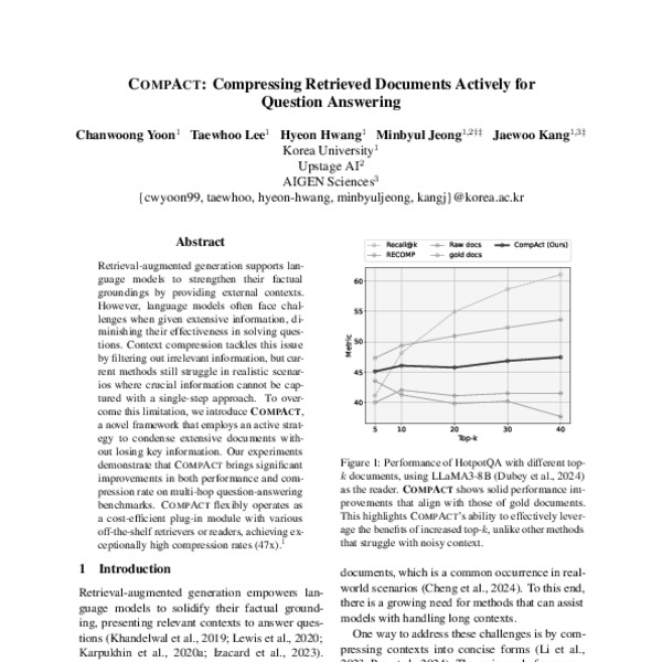 CompAct: Compressing Retrieved Documents Actively for Question Answering - ACL Anthology