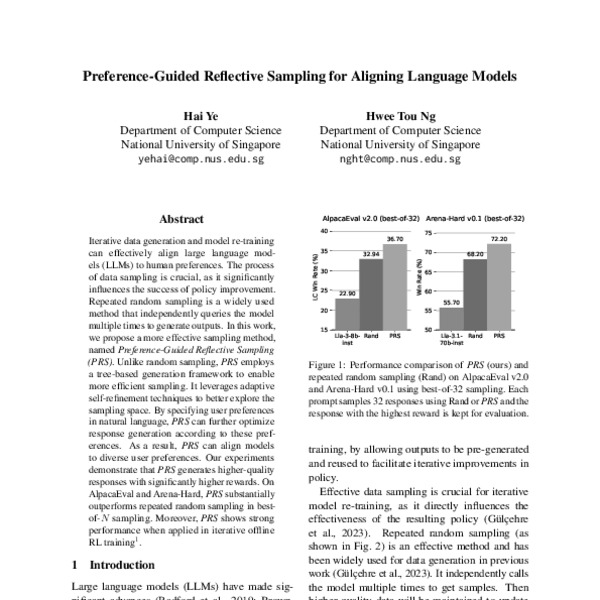 Preference-Guided Reflective Sampling for Aligning Language Models - ACL Anthology