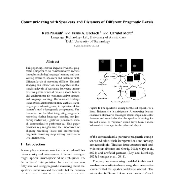 Communicating with Speakers and Listeners of Different Pragmatic Levels - ACL Anthology