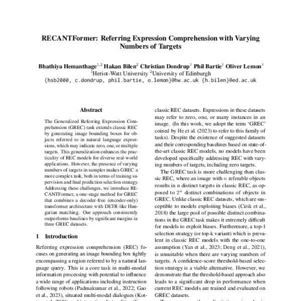 RECANTFormer: Referring Expression Comprehension with Varying Numbers of Targets - ACL Anthology