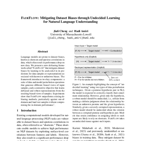FairFlow: Mitigating Dataset Biases through Undecided Learning for Natural Language ...