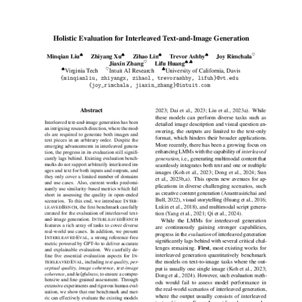Holistic Evaluation for Interleaved Text-and-Image Generation - ACL Anthology