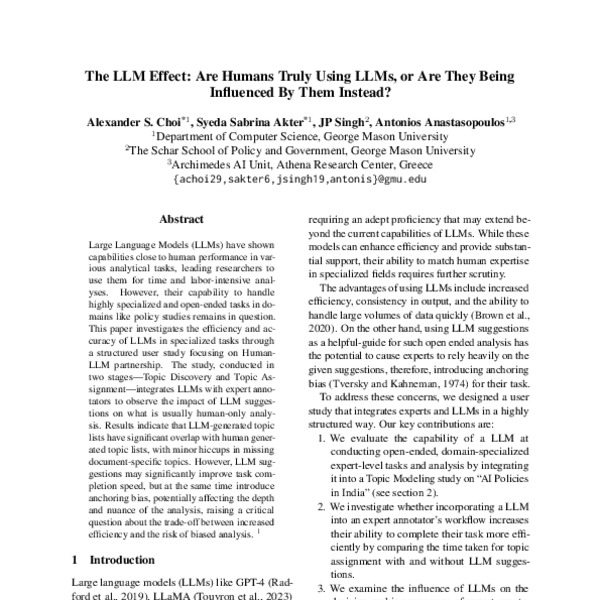 The LLM Effect: Are Humans Truly Using LLMs, or Are They Being Influenced By Them Instead? - ACL ...