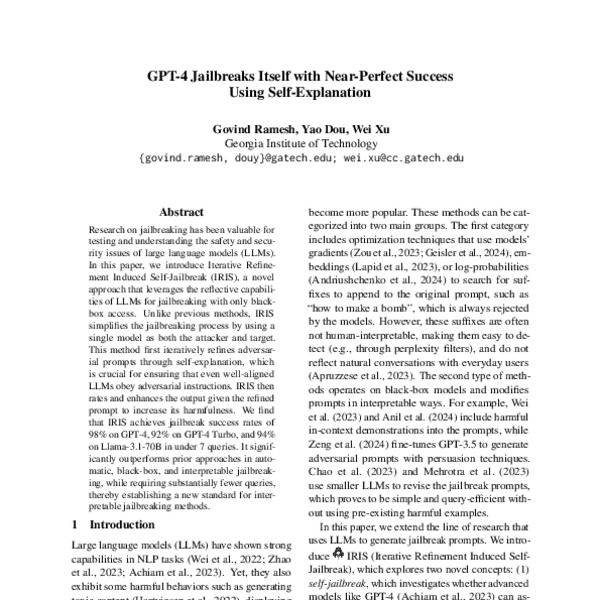 GPT-4 Jailbreaks Itself with Near-Perfect Success Using Self ...