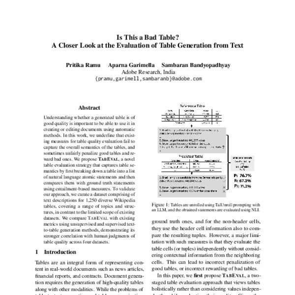 Is This a Bad Table? A Closer Look at the Evaluation of Table ...