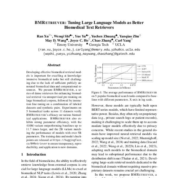 BMRetriever: Tuning Large Language Models as Better Biomedical Text Retrievers - ACL Anthology