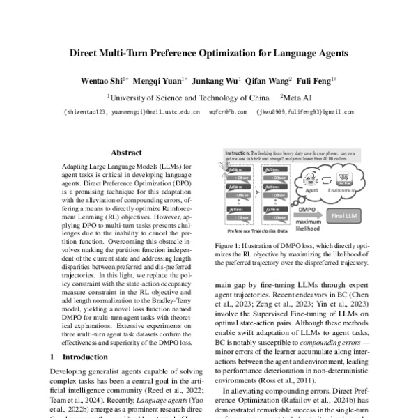 Direct Multi-Turn Preference Optimization for Language Agents - ACL Anthology