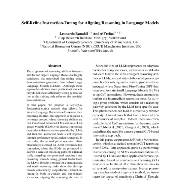 Self-Refine Instruction-Tuning for Aligning Reasoning in Language Models - ACL Anthology
