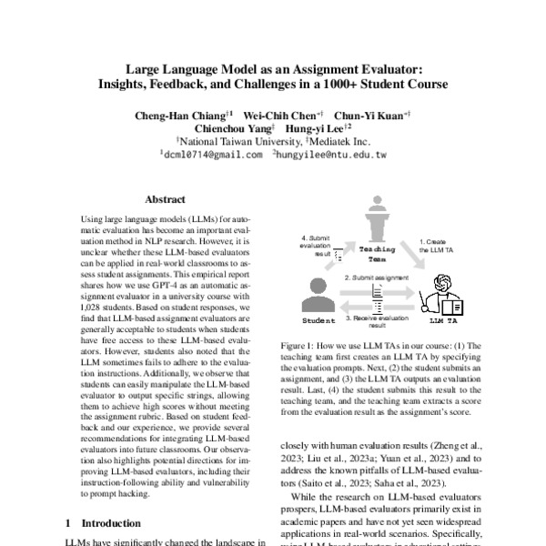 Large Language Model as an Assignment Evaluator: Insights, Feedback ...
