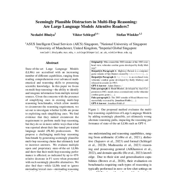 Seemingly Plausible Distractors in Multi-Hop Reasoning: Are Large ...