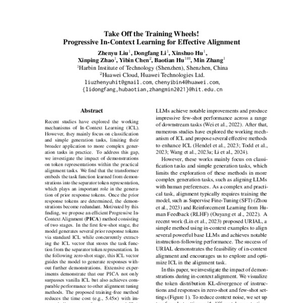 Take Off the Training Wheels! Progressive In-Context Learning for Effective Alignment - ACL ...
