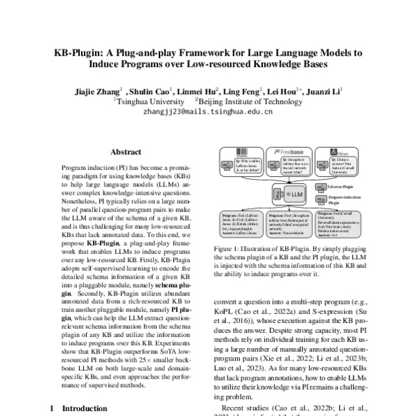 KB-Plugin: A Plug-and-play Framework for Large Language Models to Induce Programs over Low ...