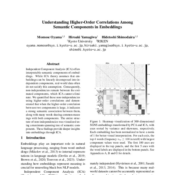 Understanding Higher-Order Correlations Among Semantic Components in Embeddings - ACL Anthology
